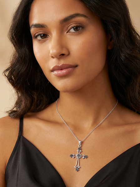 Sterling Silver Marcasite Cross Pendant – Vintage Christian Design, An ...