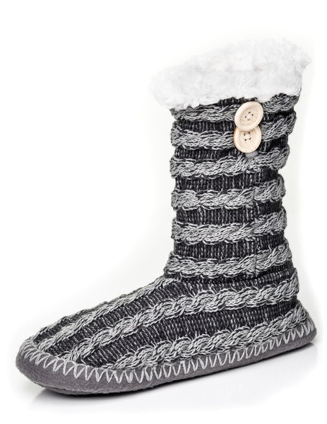 Noble Mount Women's Cable Knit Indoor Boot Slippers