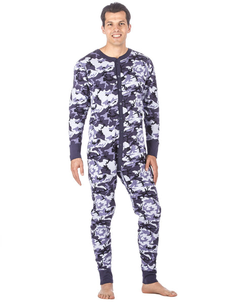 Mens Waffle Knit Union Suit | Flat No-Rub Seams & Cotton Rich Blend ...