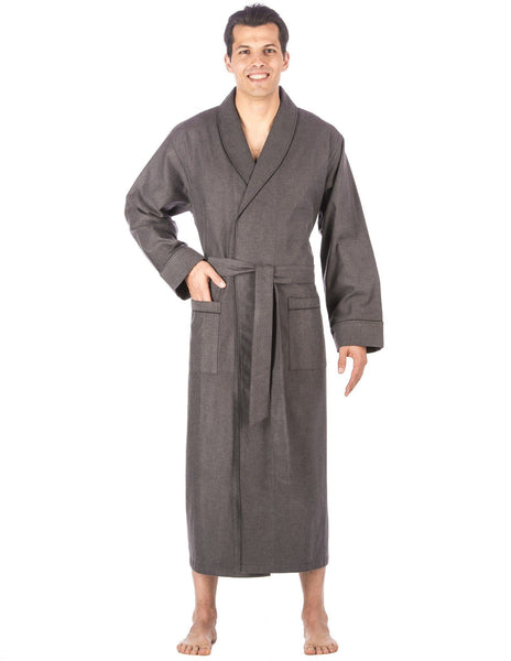 Noble Mount Men's Premium 100% Cotton Flannel Long Robe