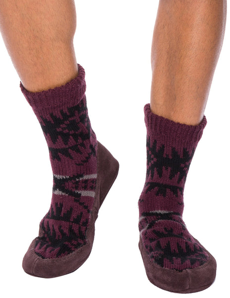 Men's Knit Moccassin Style Slipper Socks with Suede Sole – Noble Mount