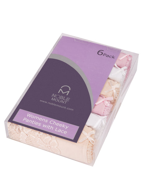 Women's Stretch Cotton Cheeky Lace Panties - 6-Pack – Noble Mount
